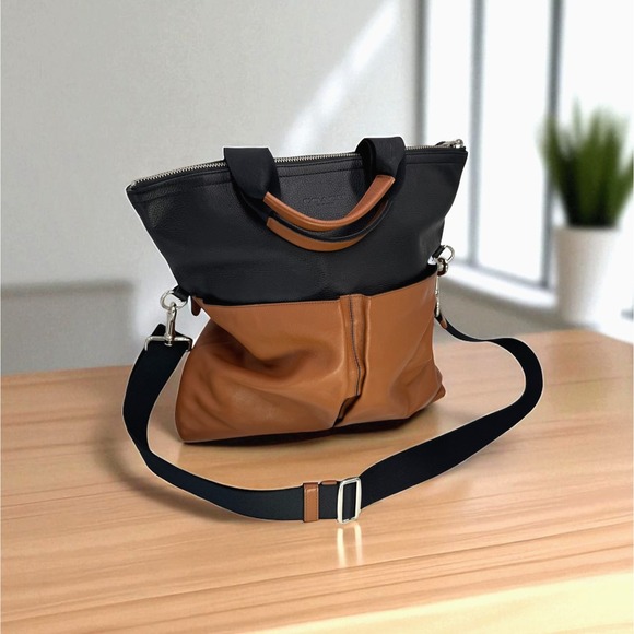 Coach | Bags | Coach Leather Color Block Crossbody Handle Brown ...
